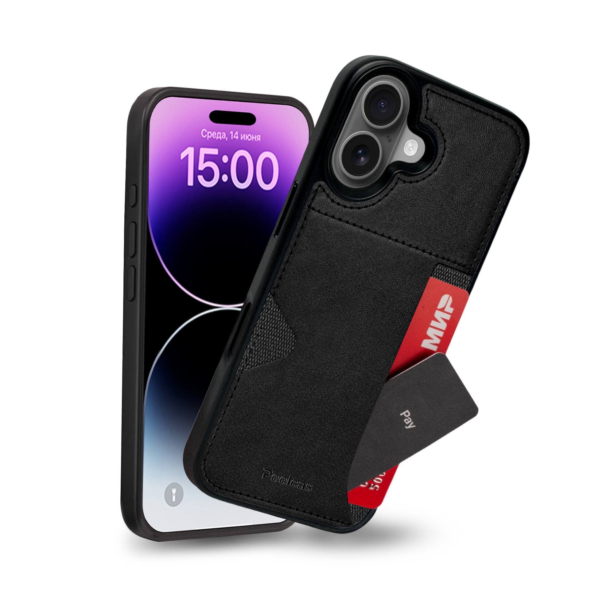Чехол Peelcas для iPhone 17, противоударный с карманом, защита камеры