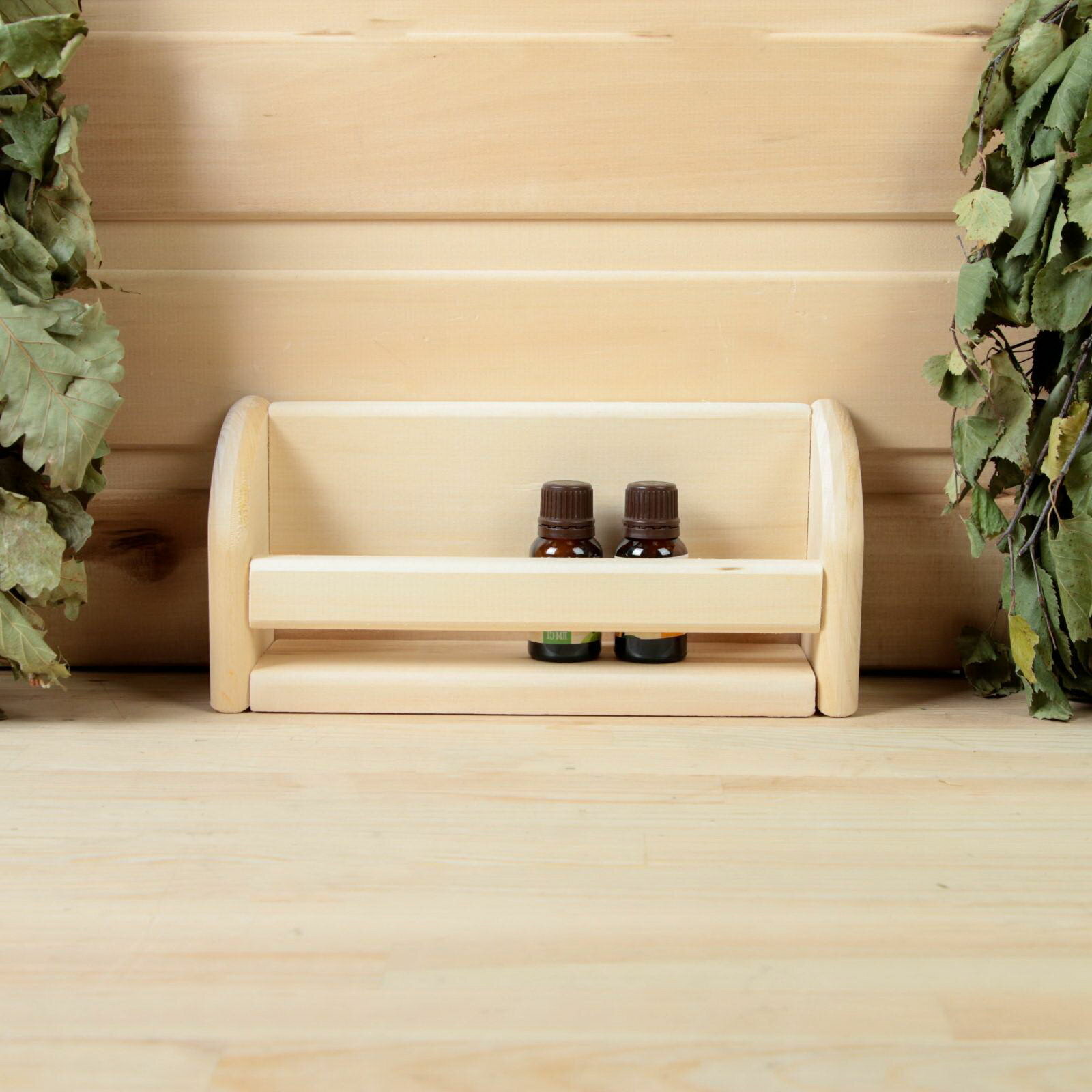 Полка для бани и сауны, 24x11 см, липа, вид: полочка для масел