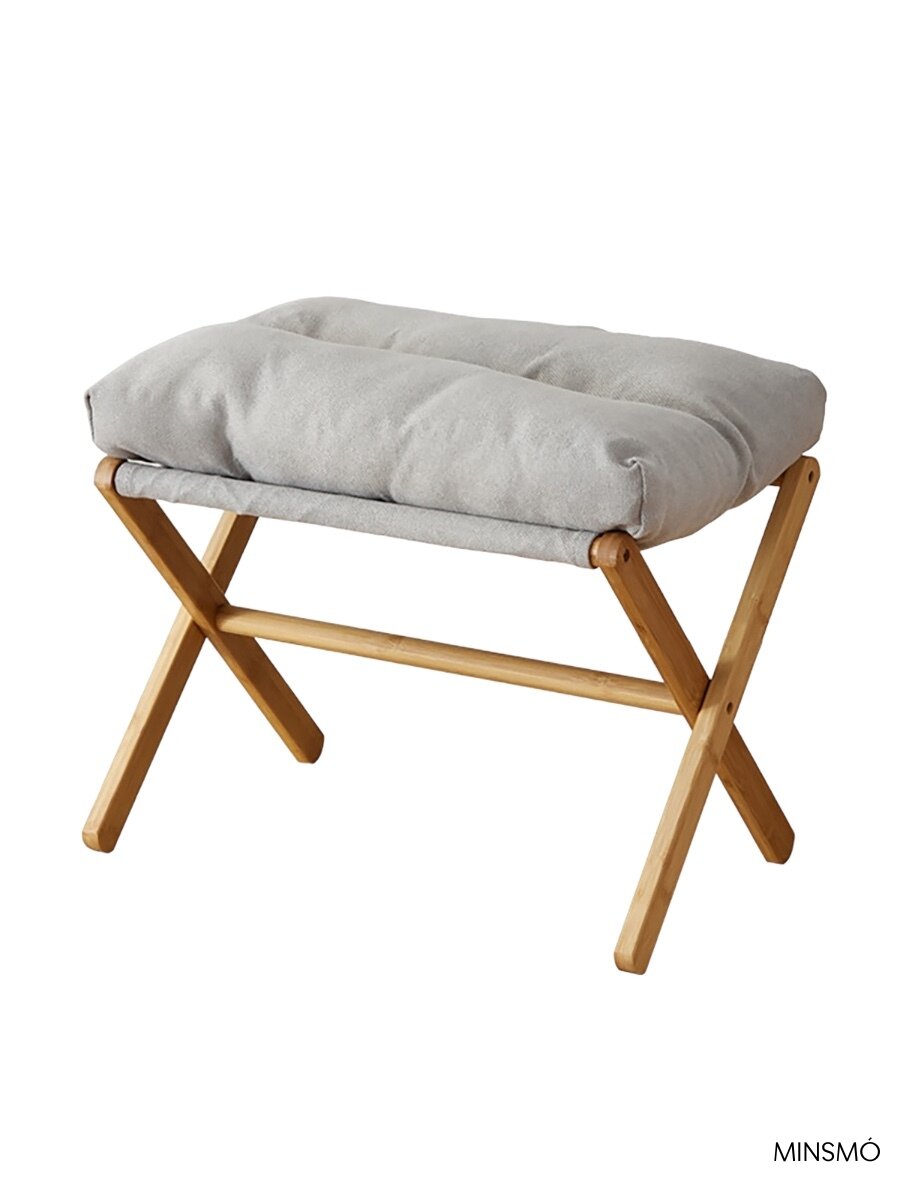 Табурет складной с мягким съемным сиденьем, подставка для ног, цвет серый