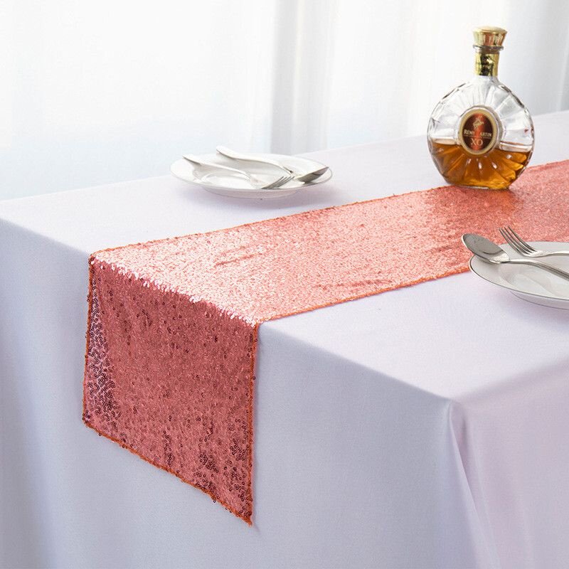 Скатерть luxurious glitter sequin 12x108, rose gold, 30x275 см
