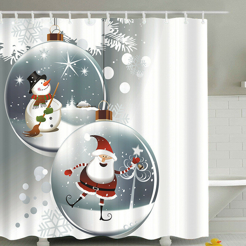 Шторка для ванной timeless design christmas snowman, водонепроницаемая, с 12 крючками, снеговик, санта
