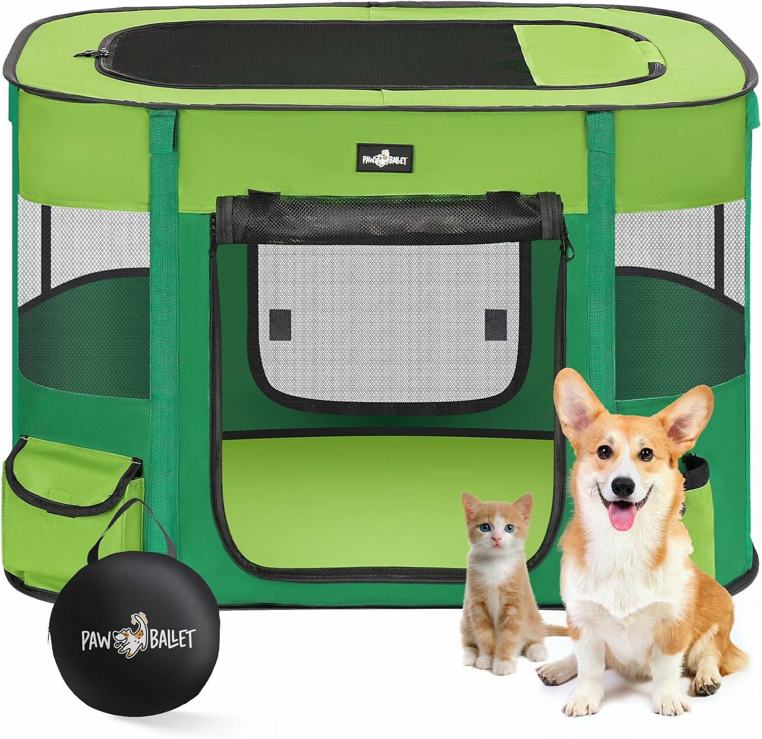 Полностью закрытая кошачья клетка темно-зеленого цвета для кошек-мам, средний размер, годится круглый год, безопасный