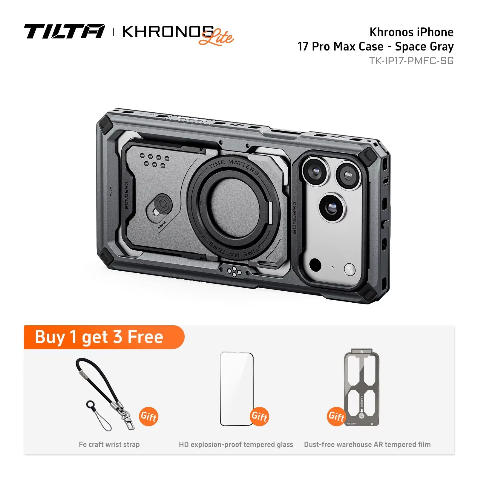 Tilta Khronos iPhone 17 Pro Max Case Space Gray