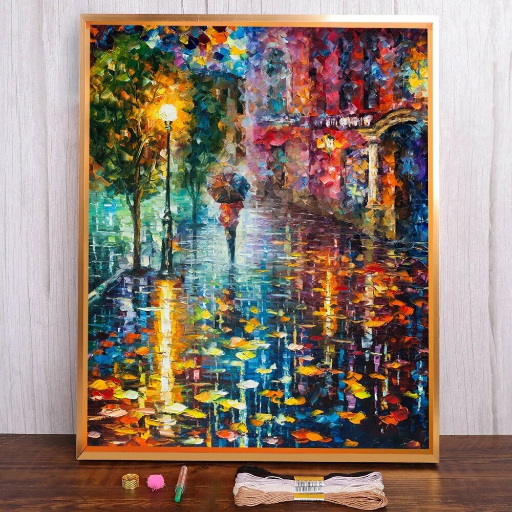 MEIAN Набор для вышивания,30x40CM,14CT, Масляная живописная улица