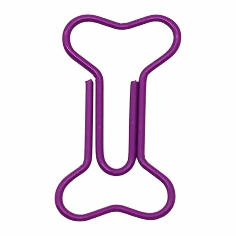 100 металлических скрепок для бумаги в форме косточки, Фиолетовый