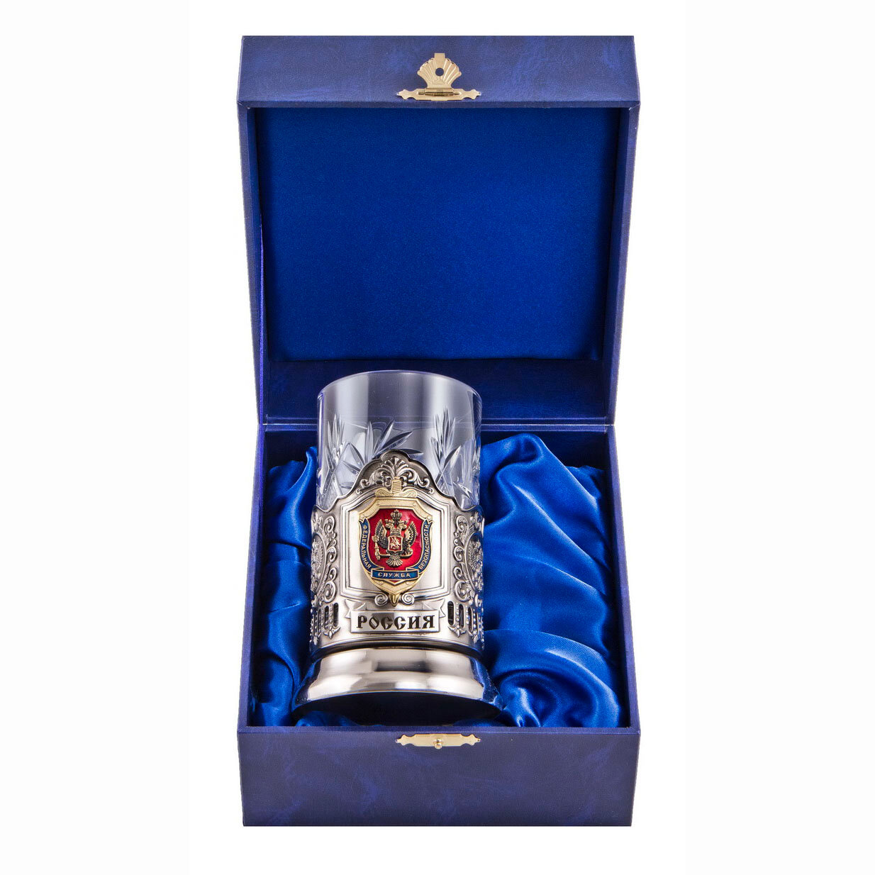 Подстаканник "ФСБ" дерев. футляр, хруст. стакан. ПД-603