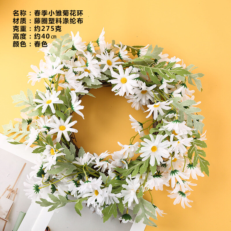 Искусственный весенний венок из ромашек для дома, подвесное искусственное зеленое растение, фальшивая цветочная лоза, декор для торгового центра, свадебный декор