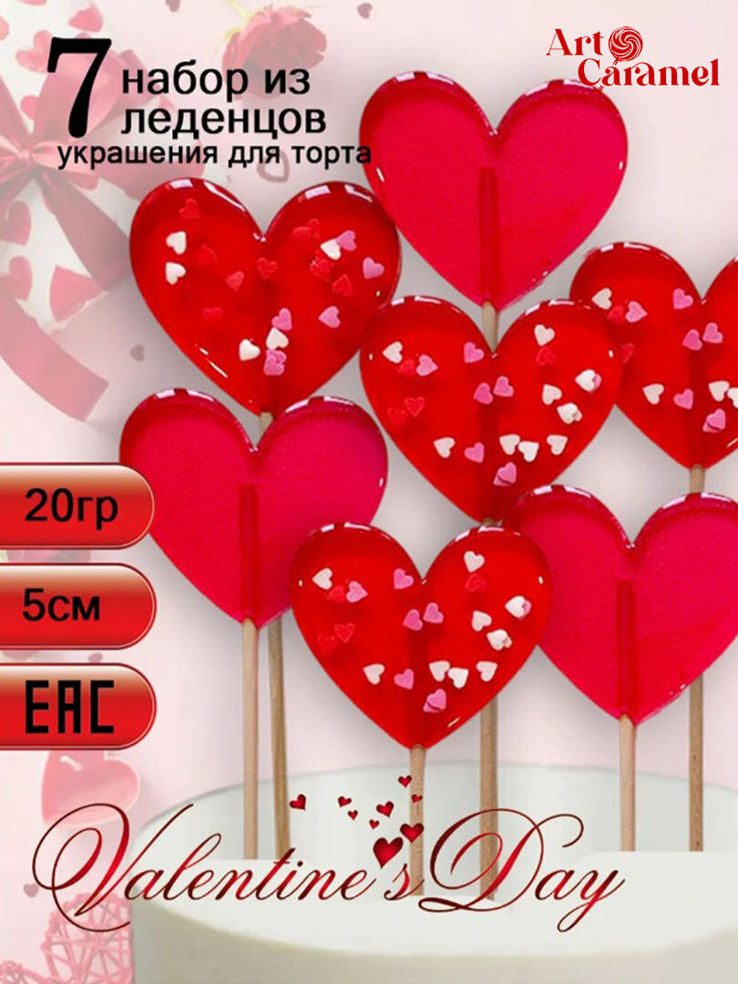 Леденцы на торт сердечки на 14 февраля декор для выпечки на День всех влюбленных