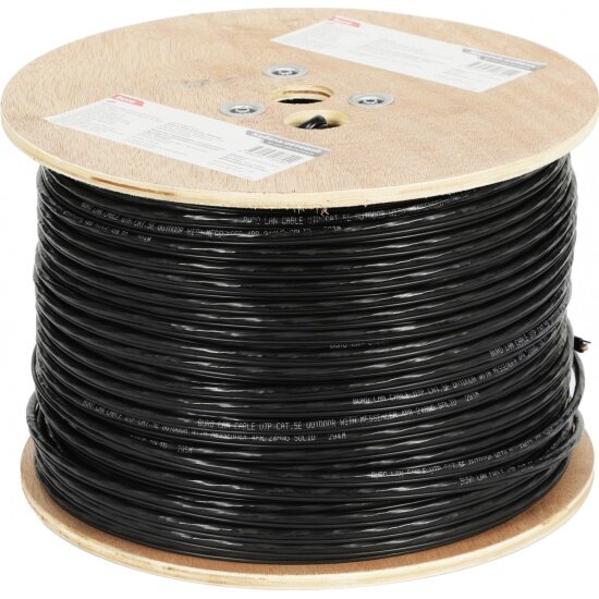 Кабель витая пара Buro BU-COP-050-OUTDOOR UTP 4 пары cat.5E solid 0.50мм Cu outdoor стальной трос 305м черный