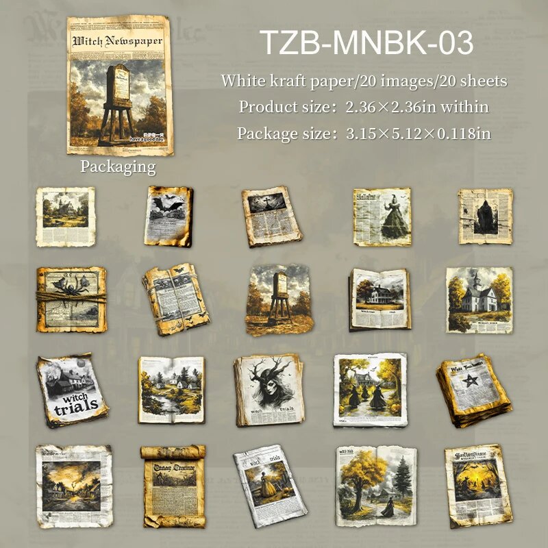 Наклейки для коллажа Witch Newspaper TZB-MNBK-03