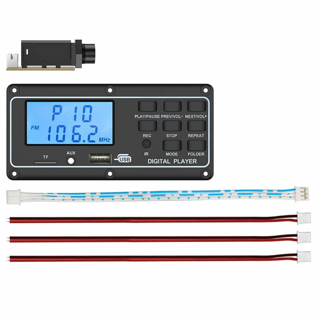 Цифровой Bluetooth-аудиоресивер 12 В MP3-плеер с декодером и ЖК-дисплеем, поддерживает форматы APE, FLAC, WMA, WAV