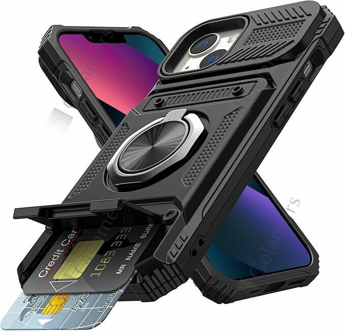 Чехол для Apple iPhone 13 (айфон 13) Магнитная поворотная подставка, прочная защита от падений, чехол-кошелек, черный защитный чехол-кошелек поворотный магнитный чехол с подставкой