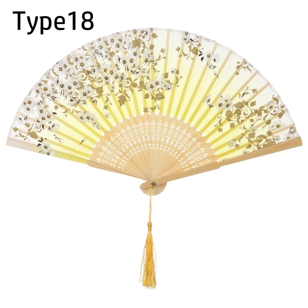 Складной шелковый бамбуковый веер в китайском стиле 18