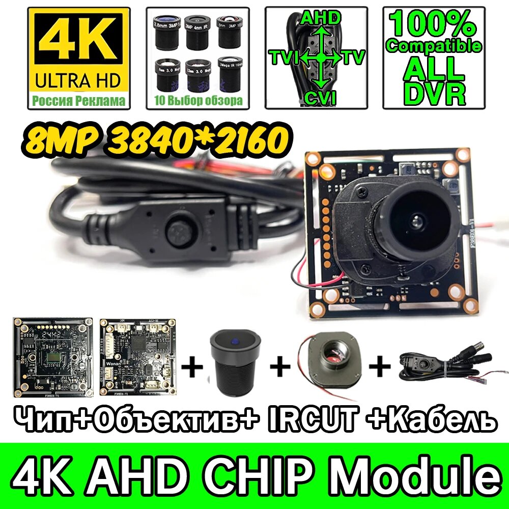 Модуль камеры 8MP 4in1, 2.8-12мм, ручной фокус