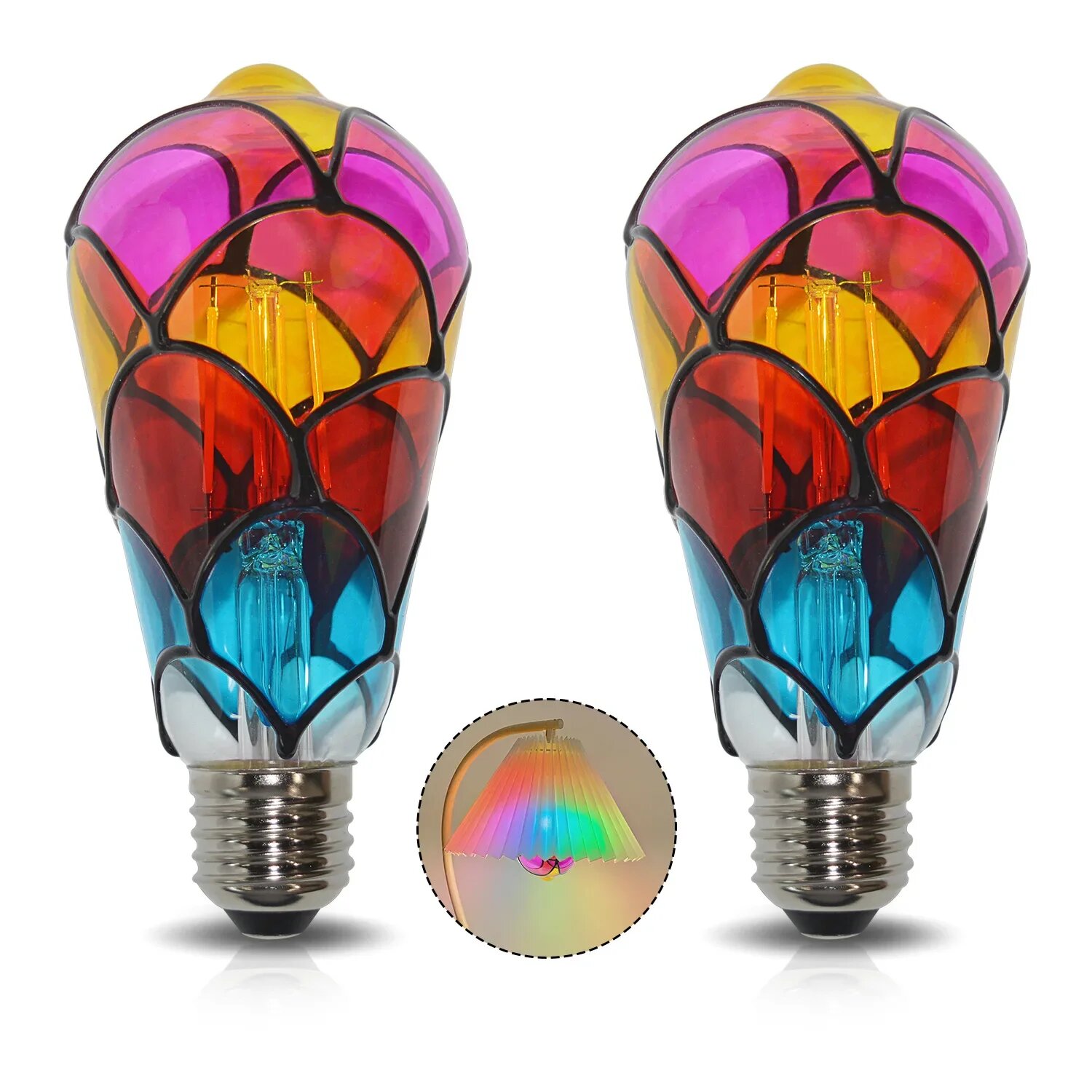 Светодиодная лампочка ручной росписи, янтарный стекло, E27, 4Вт, 220В ST64 220V