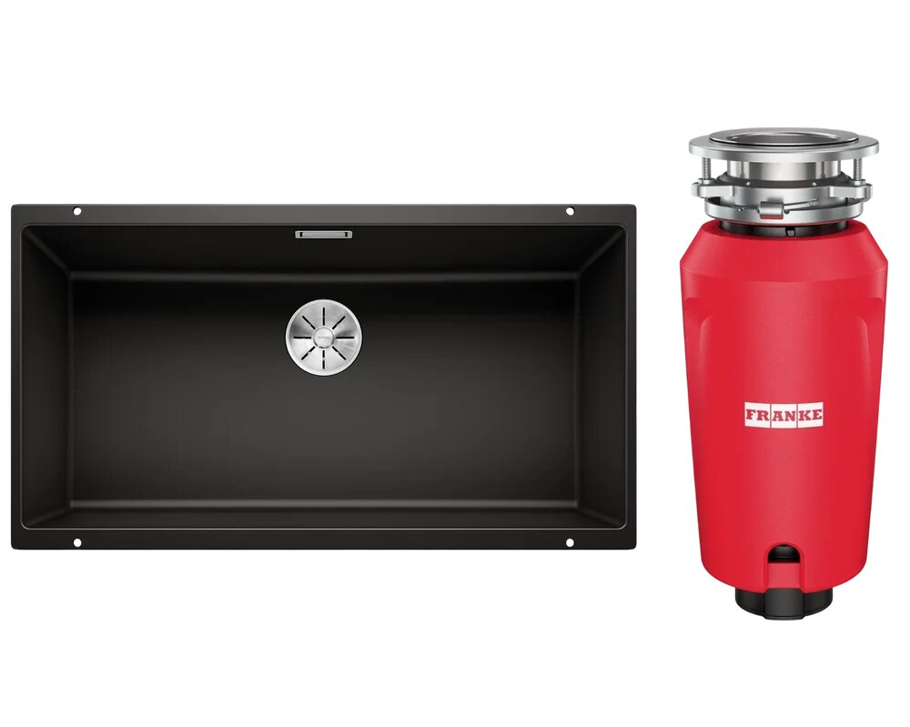 Комплект Мойка Blanco Subline 800-U 83x46, черная, искусственный гранит / Измельчитель Franke 134.0715.096 механический