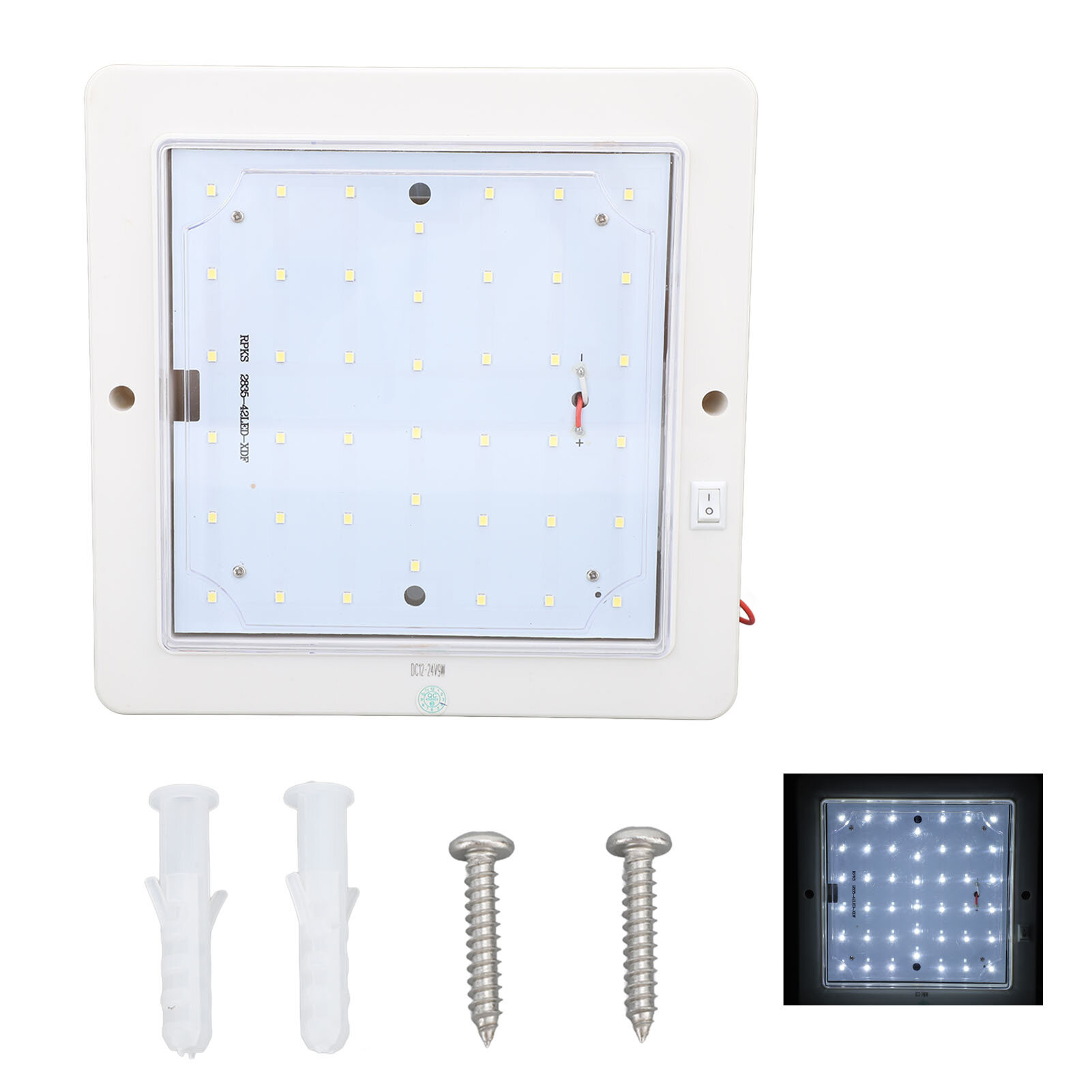 Квадратный потолочный светильник RV 8x8", 1224V, 9W LED, чистый белый свет 60006500K