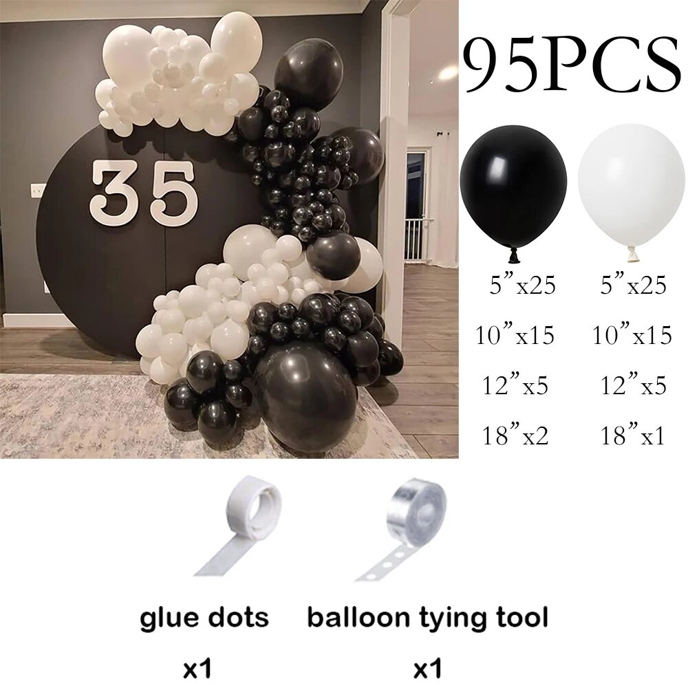 Комплект воздушных шаров Globos черный белый