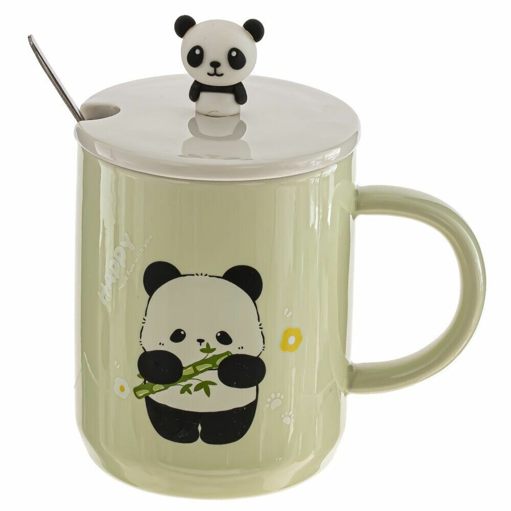 Кружка с крышкой и ложкой "Панда", 250 мл