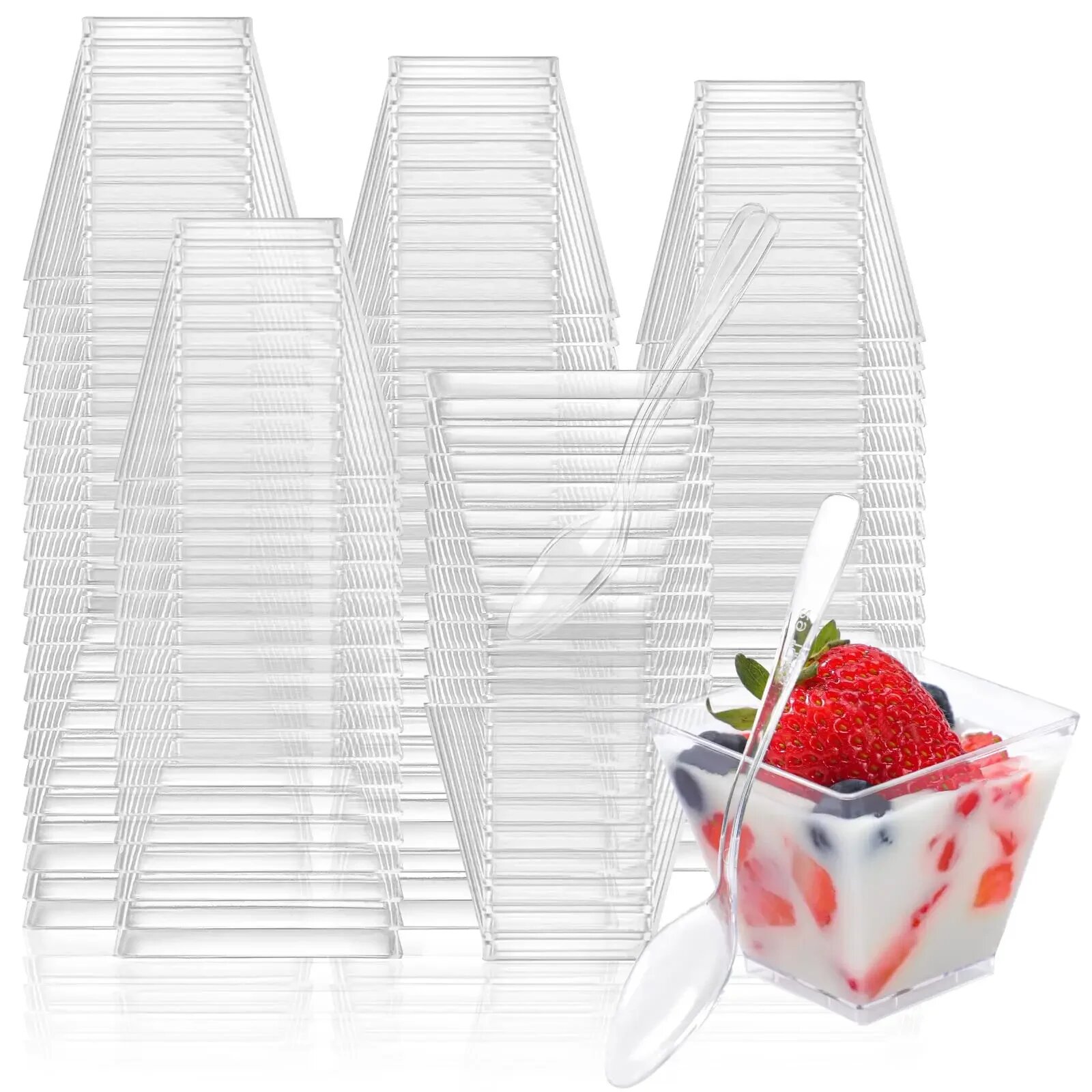 Пластиковые мини-чашки для десертов, 2 унции, 100 шт, Цвет: Cups