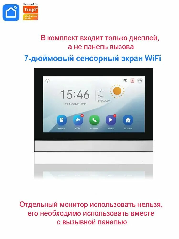Видеодомофон Tuya SmartLife WiFi с камерой 1080P, системой разблокировки RFID и сигнализацией