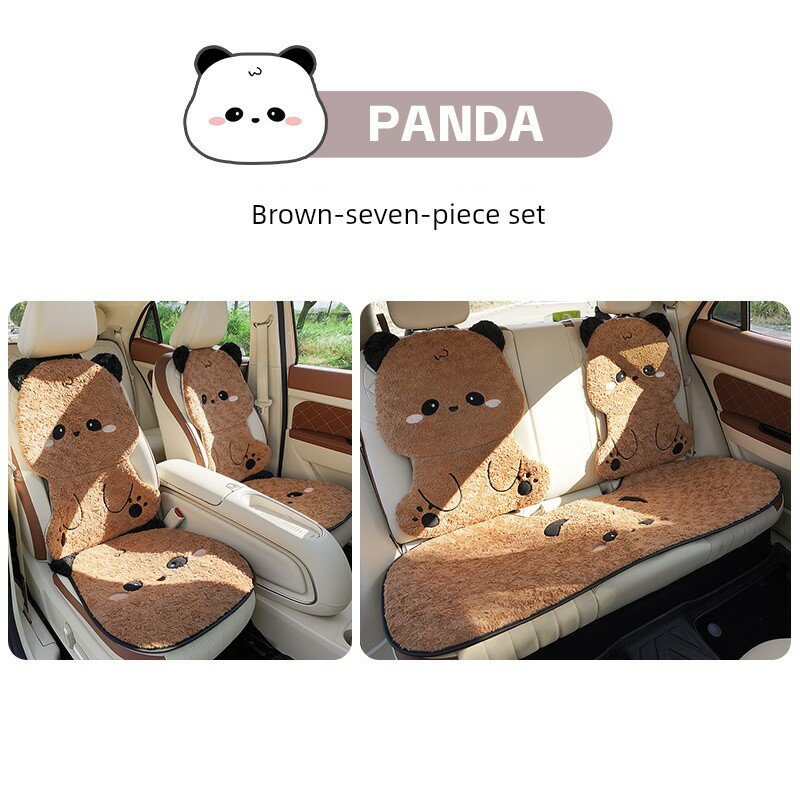 Зимние флисовые чехлы на сиденья автомобиля для Geely Panda Mini, набор 7 предметов, коричневый
