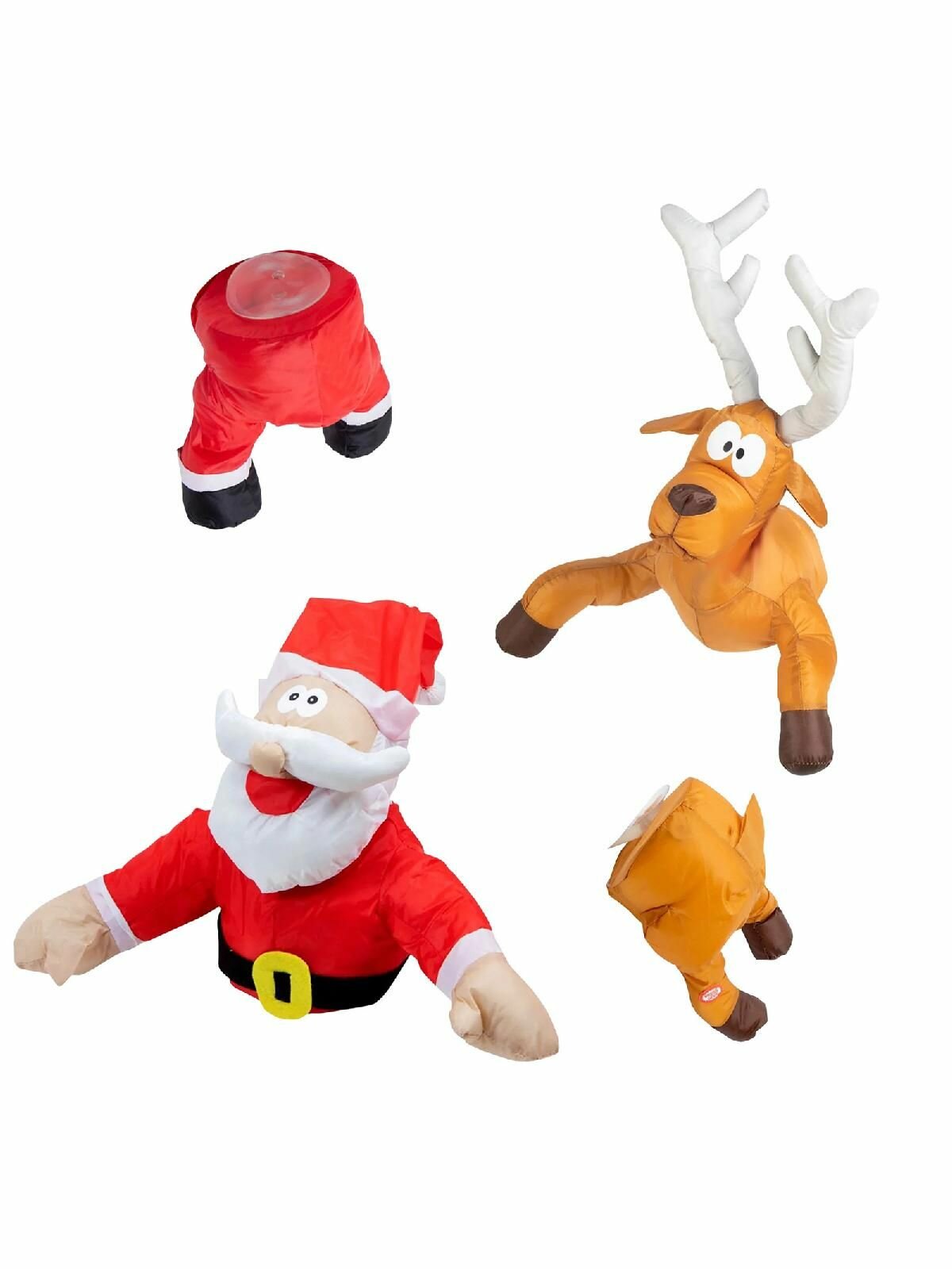 (2 шт) Санта-Клаус и олень, разбивающие окна - Санта и олень