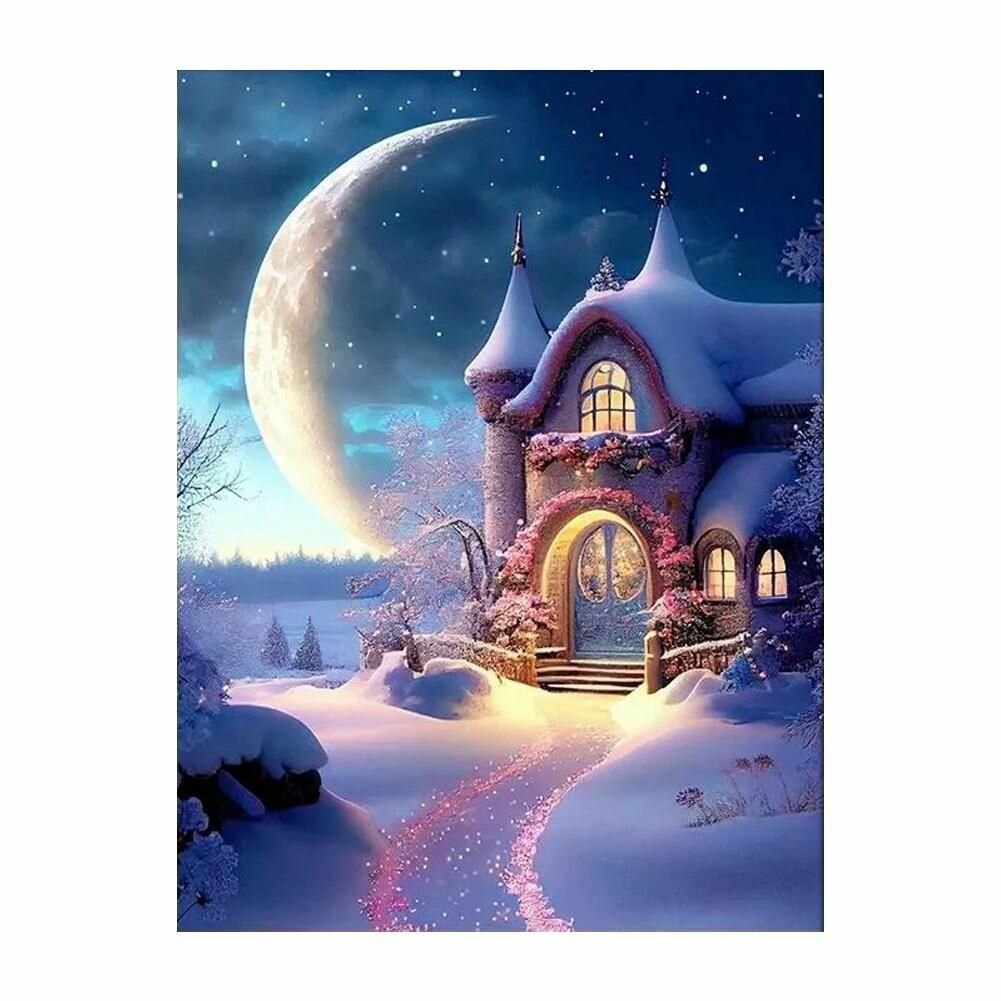 Сказочный снежный замок, набор алмазной живописи ручной работы DIY, украшения для дома, бескаркасные, 300*400 мм