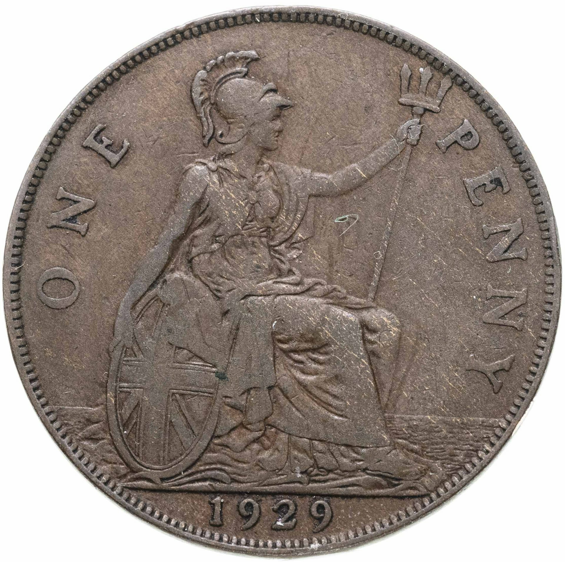 Великобритания 1 пенни penny 1929, Бронза, в сохранности VF