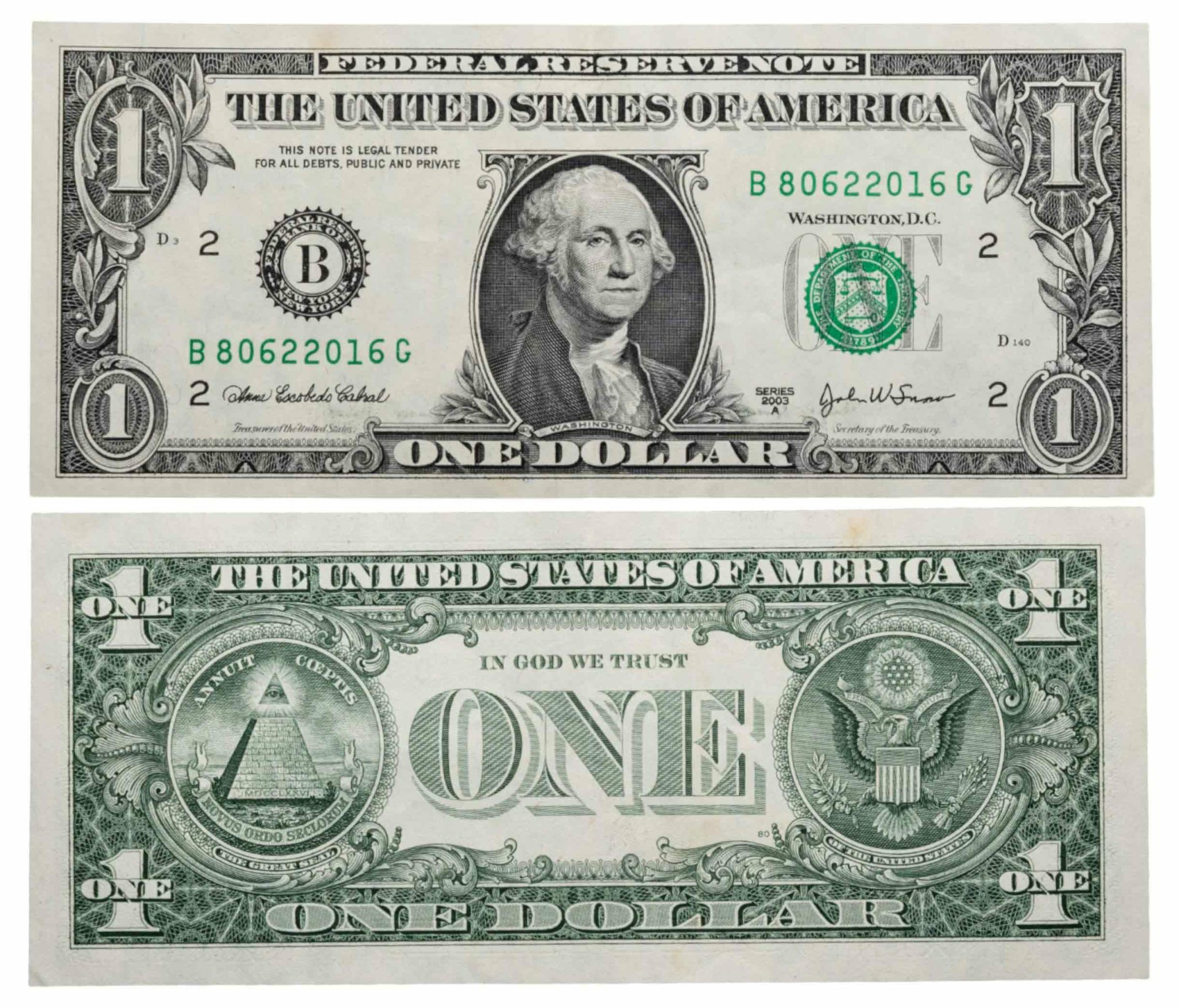 США 1 доллар 2003А Pick 515b B -Нью Йорк