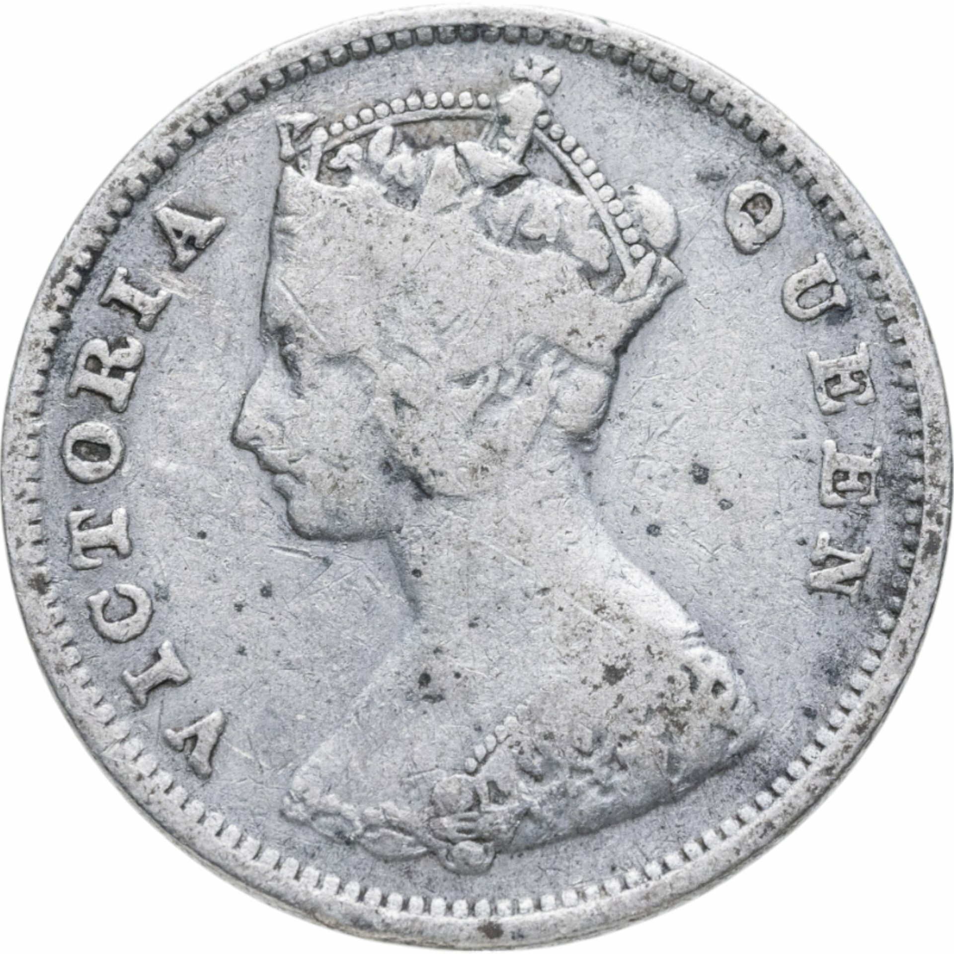 Гонконг 10 центов cents 1898, Серебро 800, в сохранности VF