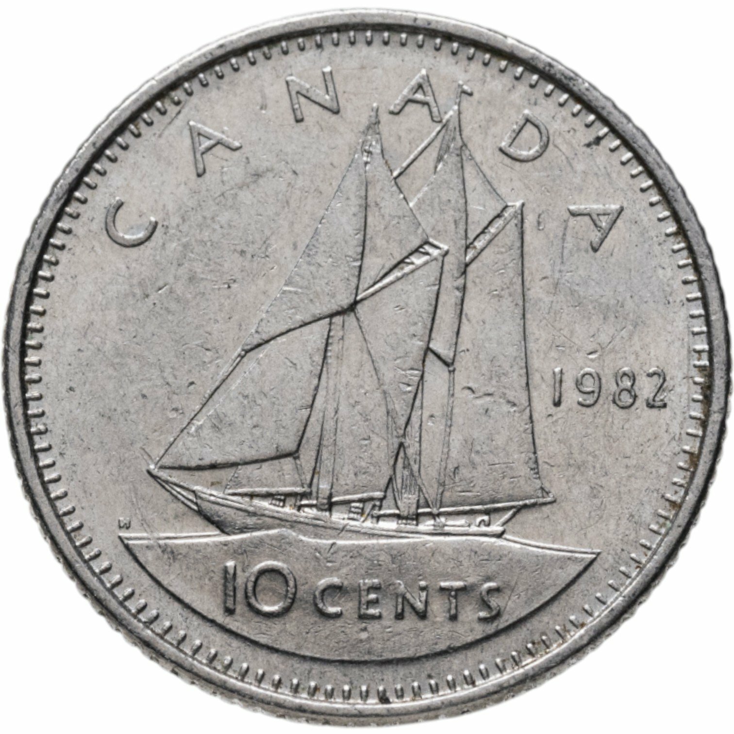 Канада 10 центов cents 1982, молодая королева, Никель, в сохранности VF-XF