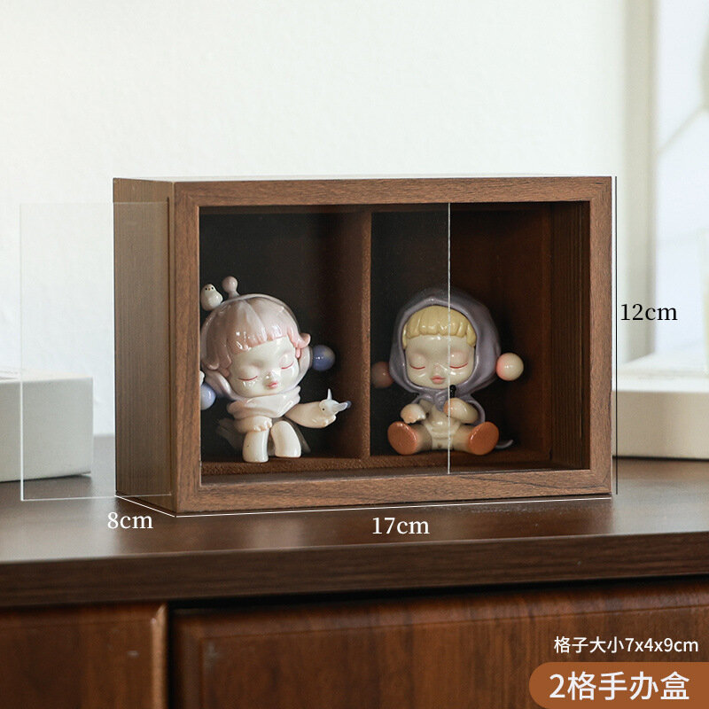 Деревянная коробка для хранения фигурок, пылезащитный органайзер для фигурок, кукол и аксессуаров