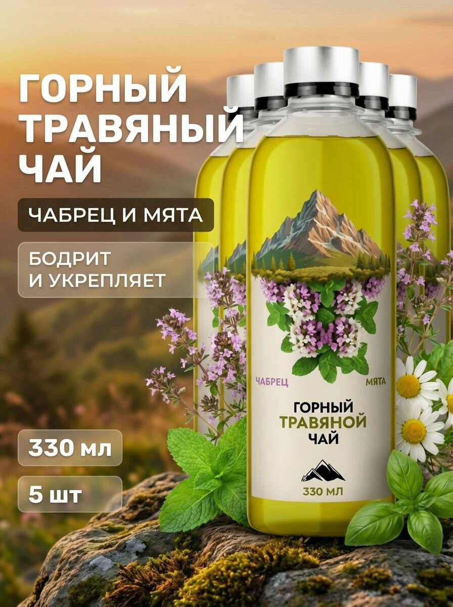 (5шт) Горный травяной чай Чабрец и мята, 330 мл