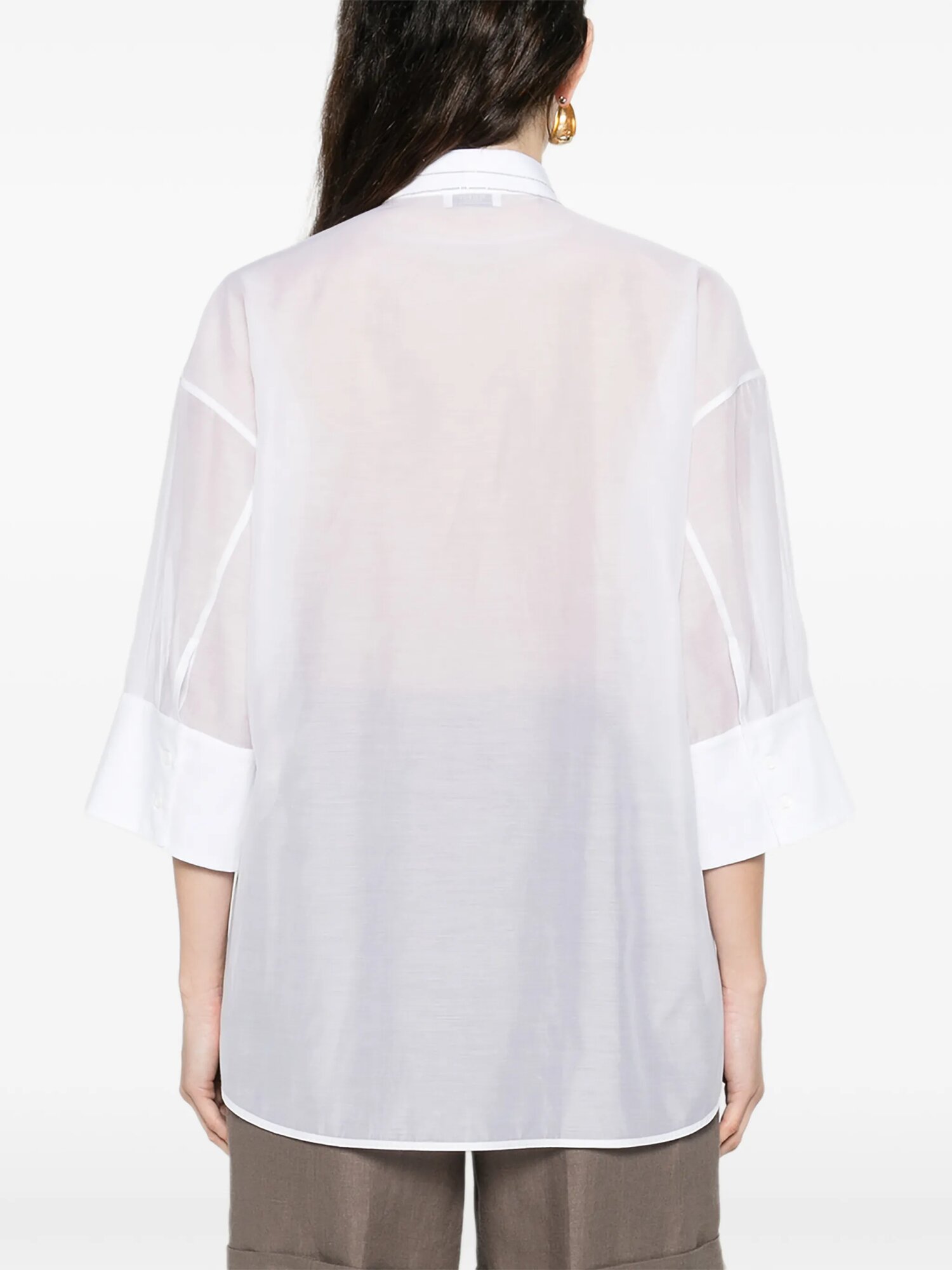 Рубашка PESERICO Embellished-collar shirt, размер 46, бежевый/белый — фото 1