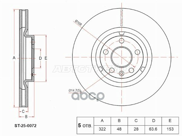 Диск тормозной (Спереди) Geely Tugella 19- / Atlas 23- Sat арт. ST-25-0072