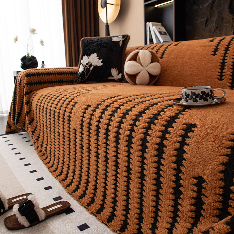 Плюшевый чехол для дивана осень-зима, утолщенный, нескользящий, полотенце для дивана, подушка, плед, набор для дивана, высококачественный, легкий, роскошный, современный, простой