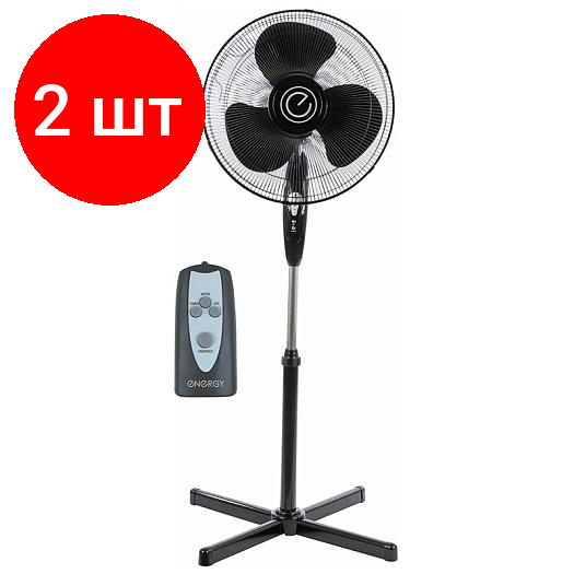 Комплект 2 шт, вентилятор напольный 45ВТ диам 40СМ 3 СК пульт ЛУЧ РЕШ таймер ВЫС 125СМ черн ELEGANC ENERGY
