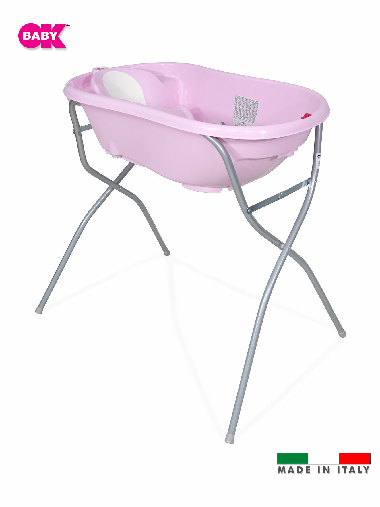 Комплект ванночка Ok Baby Onda Evolution+Подставка Onda Розовый