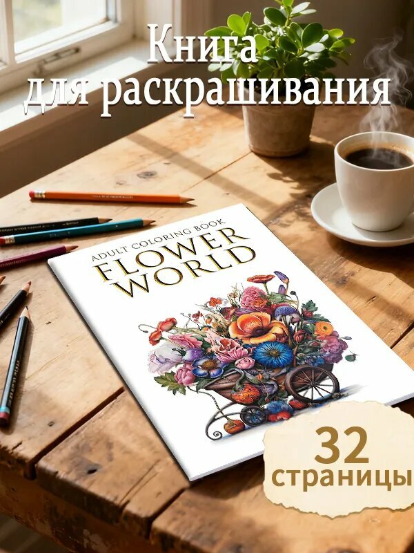 Раскраска антистресс для взрослых-Q002 ваза расслабление и снятие стресса А4 160г/м бумага оригинальные рисунки