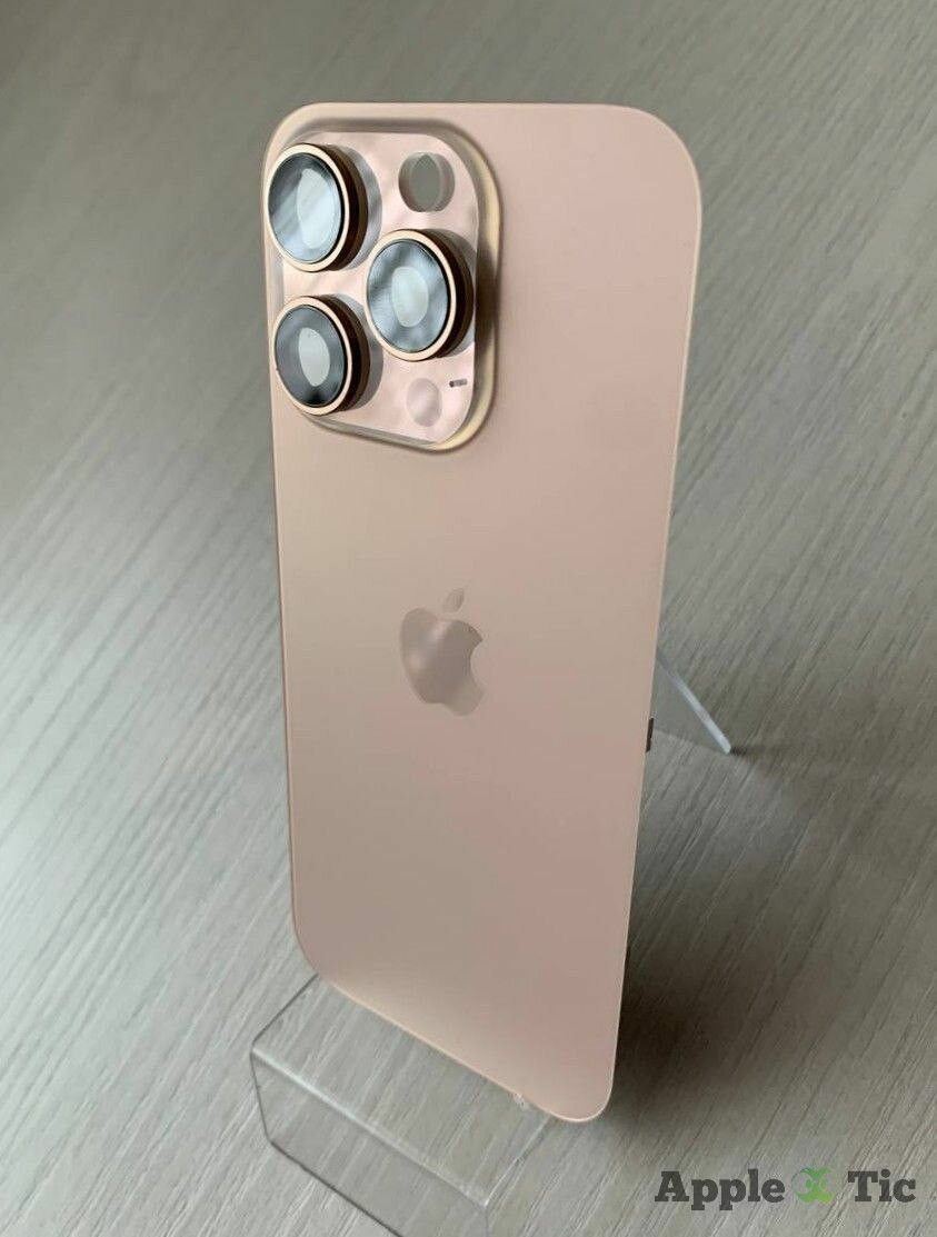 Задняя крышка iPhone 16 Pro в сборе с окошками камеры (Desert Titanium) песочная