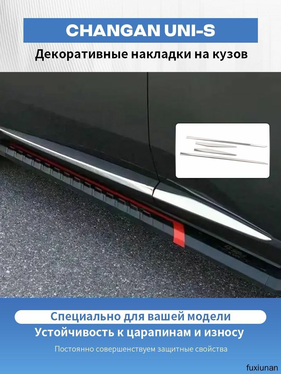 Накладки для CHANGAN UNI‑S и CS55 Plus (2021–2024) — комплект 4 декоративных накладок, защита из нержавеющей стали