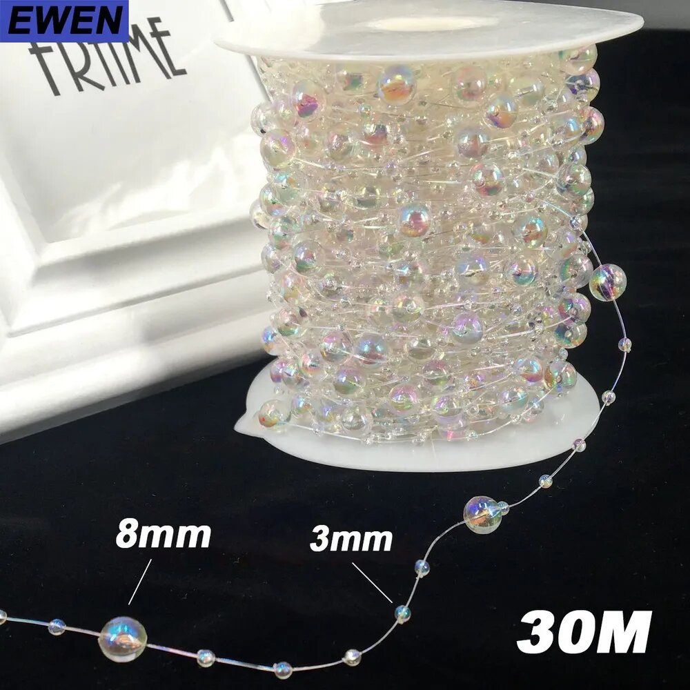 Бусины на леске 3/8 мм 30 метров прозрачные