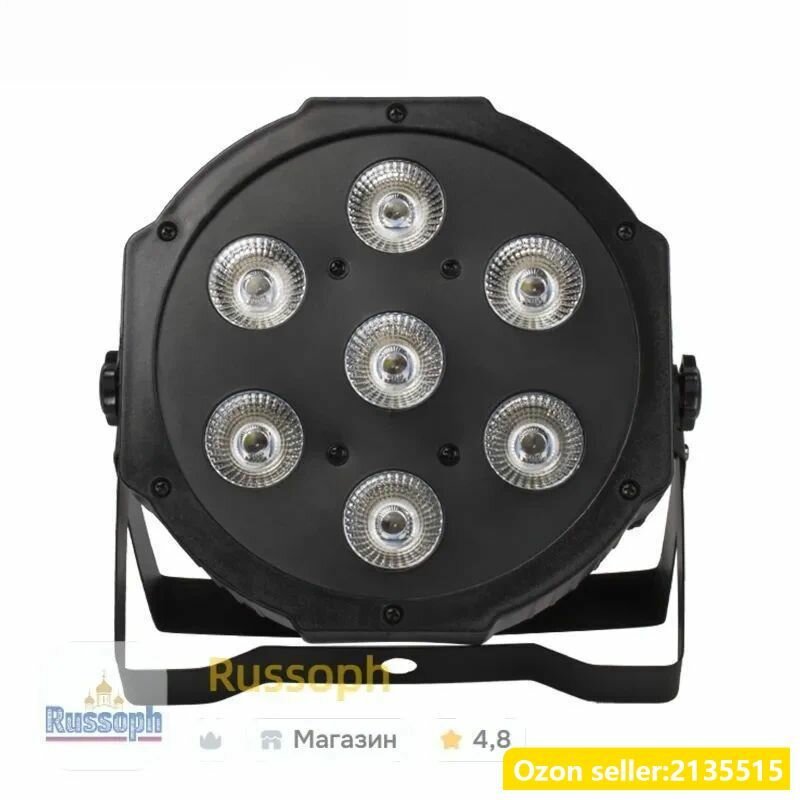Светодиодный плоский стробоскоп SHEHDS Par 7x18 Вт RGBWA + UV DMX512 6-10CH