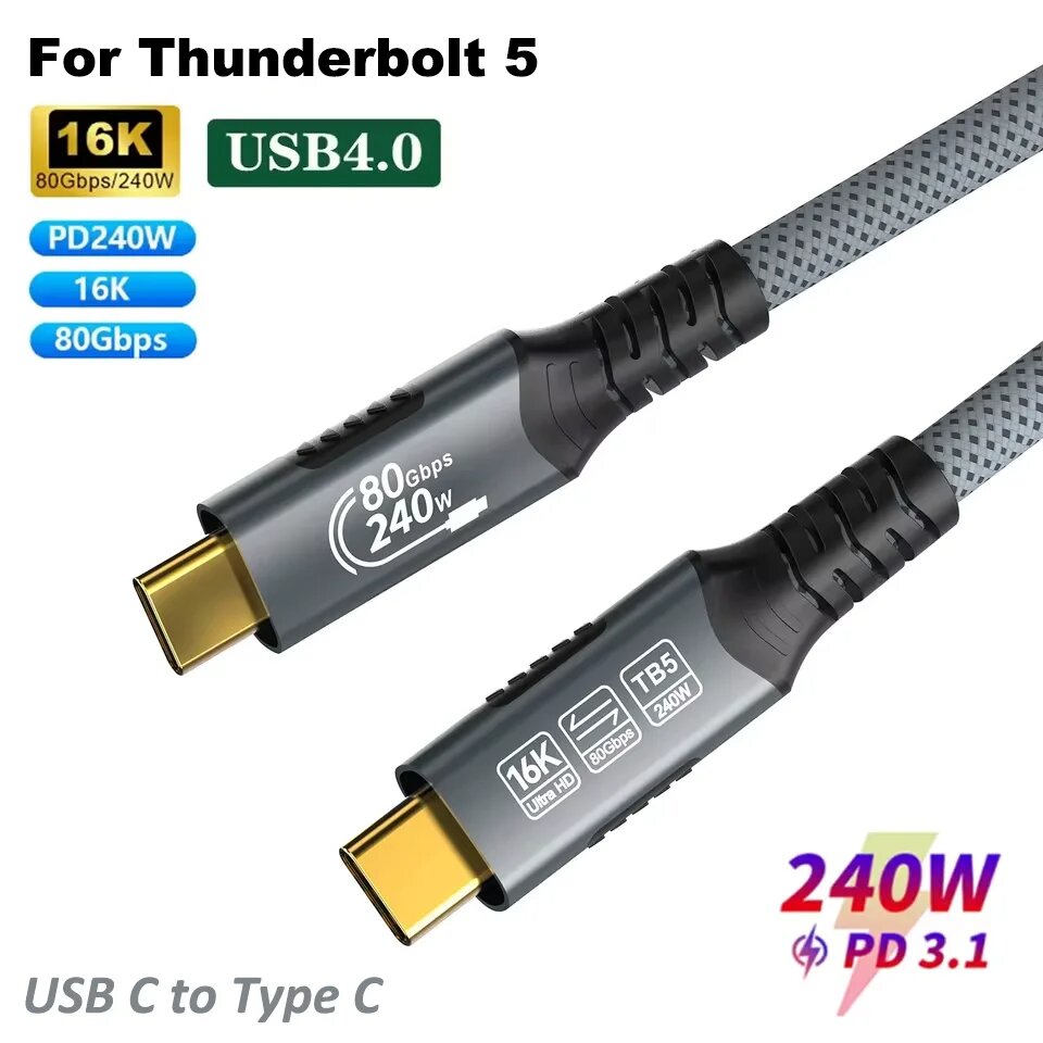 OLOEY Thunderbolt 5 USB-C - Type-C, 1M, 240W — фото 1
