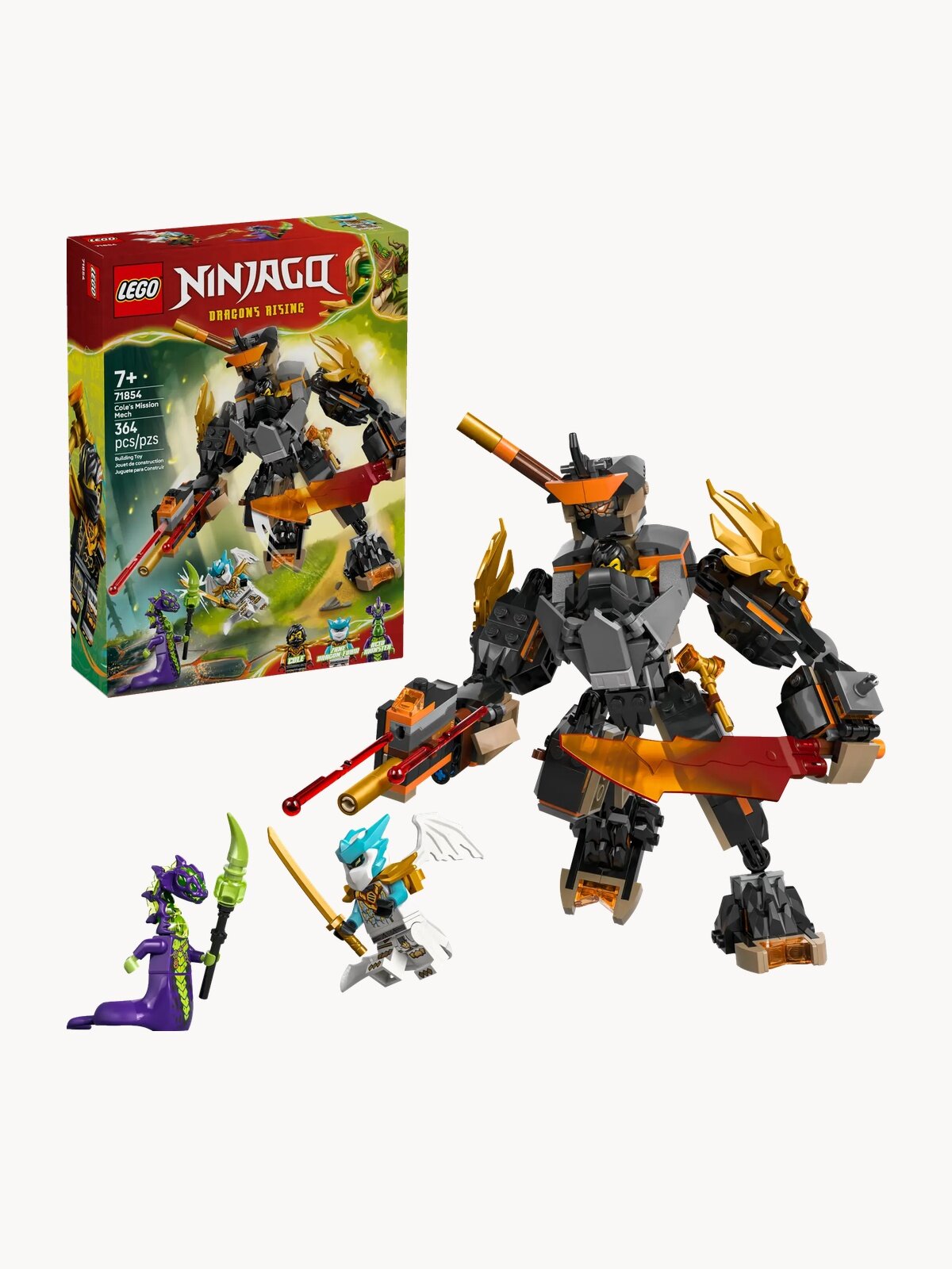 Конструктор LEGO NINJAGO® 71854(N) Механик миссии Коула и Драго Зейна, 364 дет.