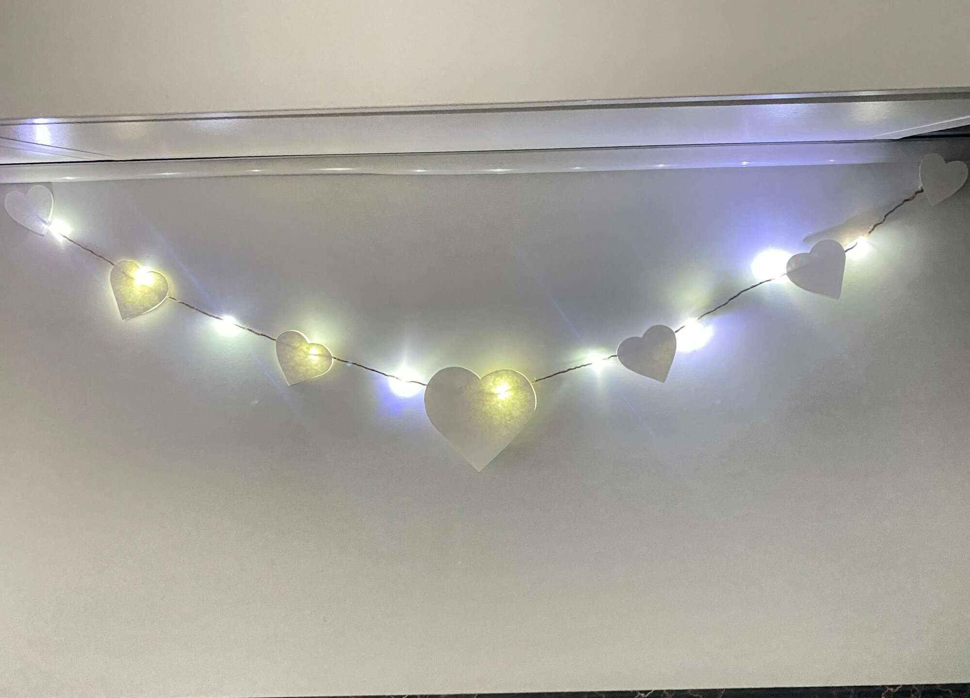 Гирлянда "горящие сердца" ко Дню Влюбленных, на Свадьбу, для вечеринки белый свет ручная работа 1 м