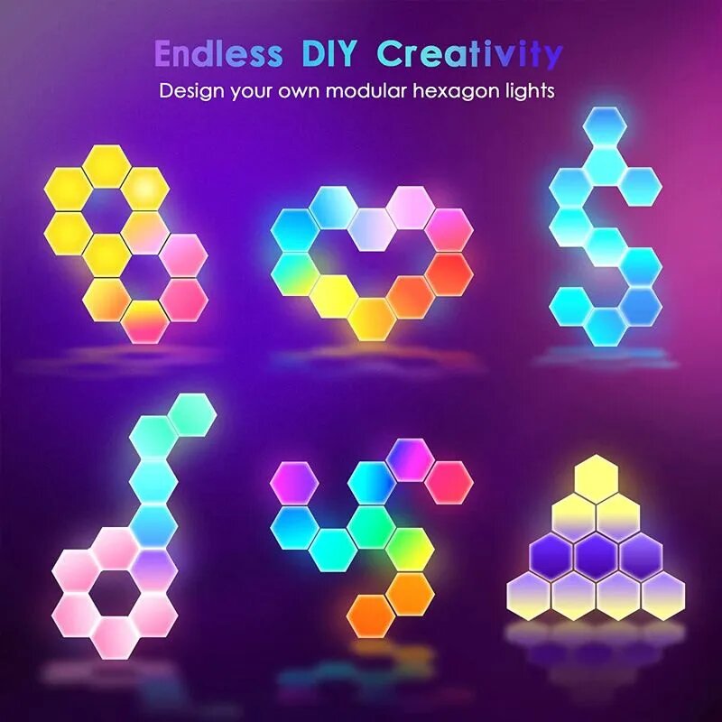 Светильник Smart Hexagon Wall Lights, 9 Вт, RGB, для создания атмосферы, с голосовым управлением — фото 1