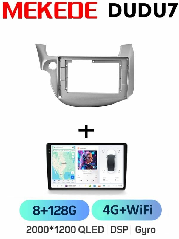 Магнитола Mekede 10" DUDU7 8/128 Gb для Honda Jazz 2 GG Fit 2 GE 2007-2014 carpay Android