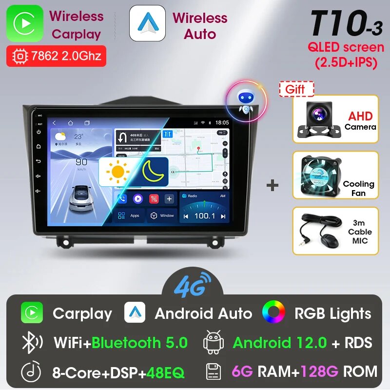 Srnuibi T10-3 Android 12 Carplay Автомагнитола для LADA Granta Cross
